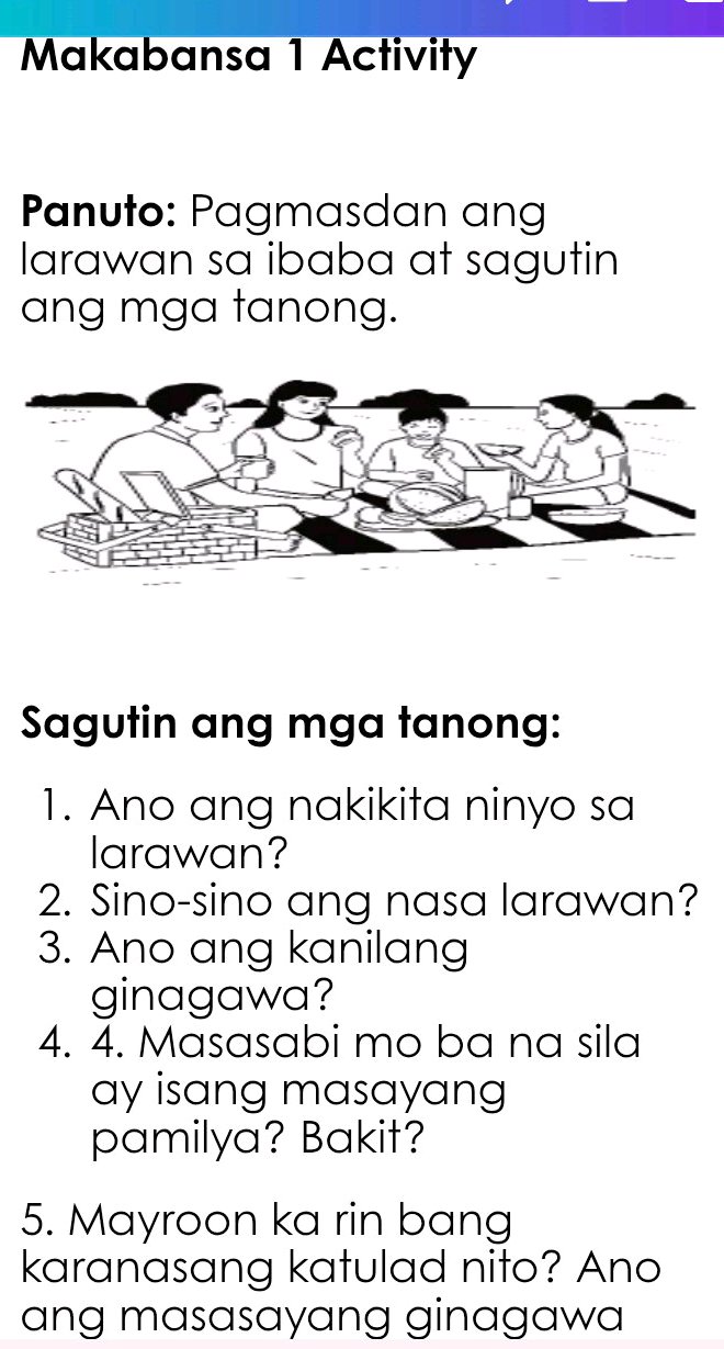 Panuto: Pagmasdan ang larawan sa ibaba at | StudyX
