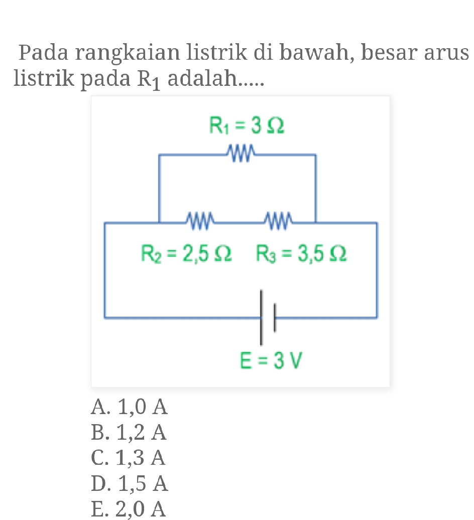 Pada rangkaian listrik di bawah, besar arus | StudyX