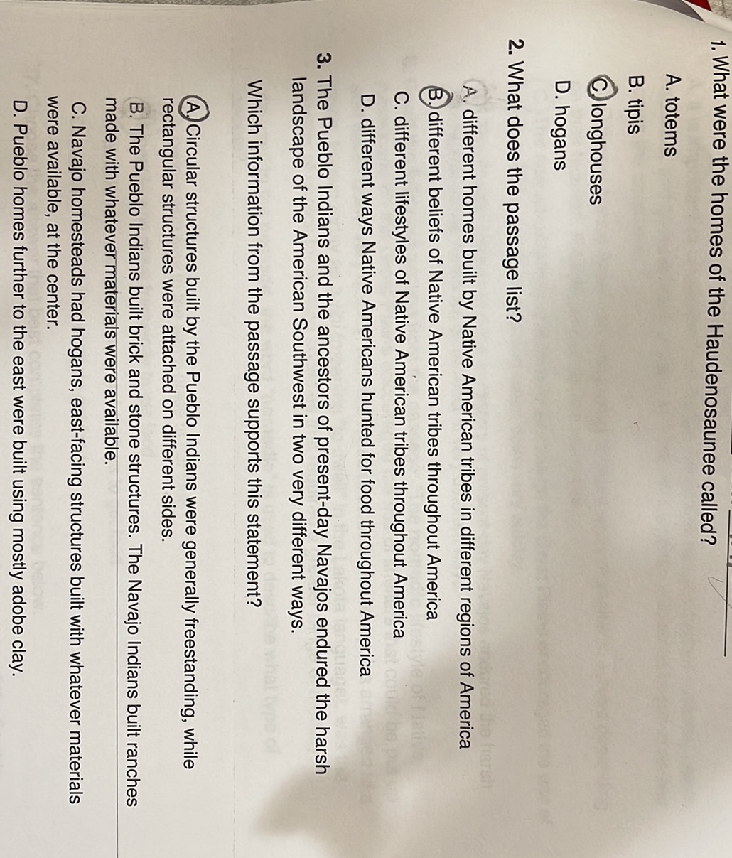 1. What were the homes of the Haudenosaunee | StudyX