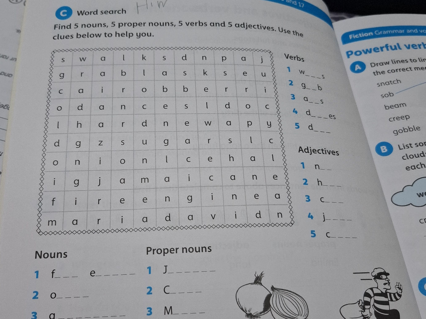 Word search Find 5 nouns, 5 proper nouns, 5 | StudyX