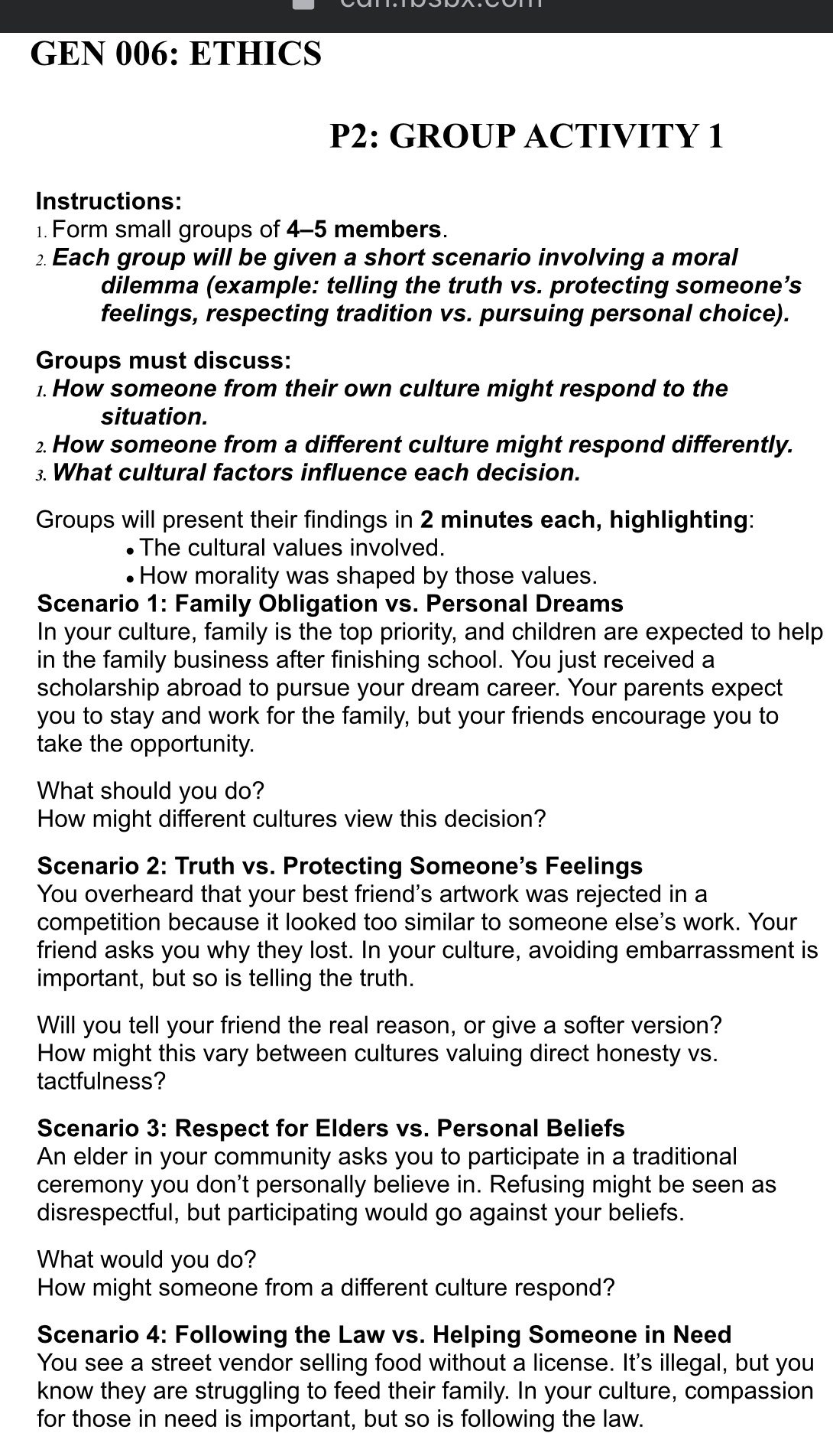 Instructions: 1. Form small groups of 4-5 | StudyX