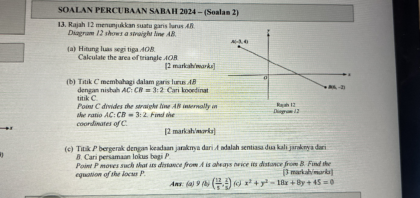 13. Rajah 12 menunjukkan suatu garis lurus | StudyX