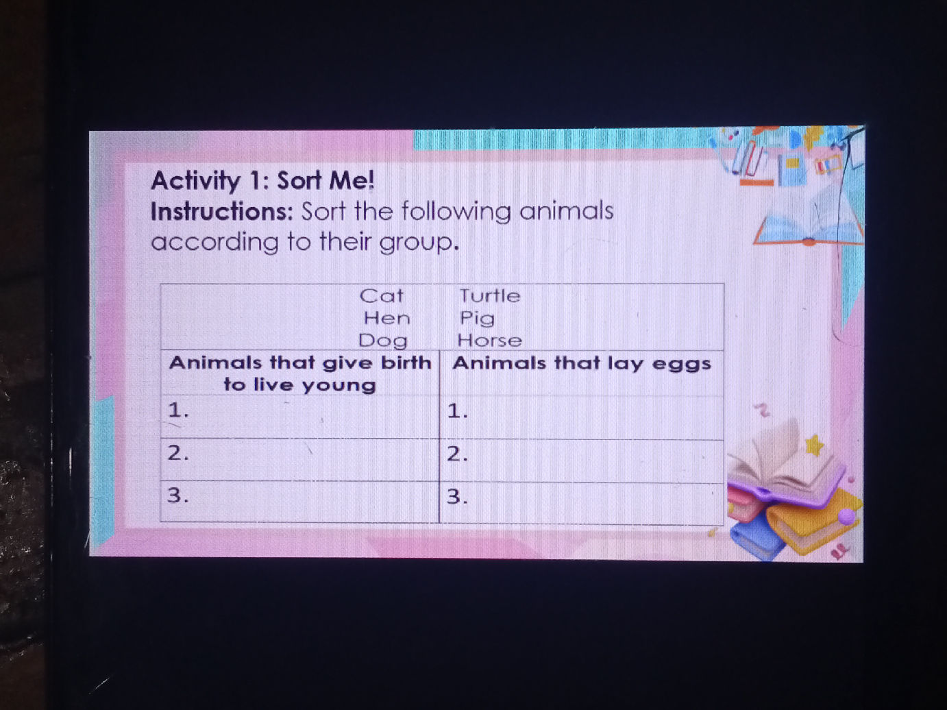 Instructions: Sort the following animals | StudyX