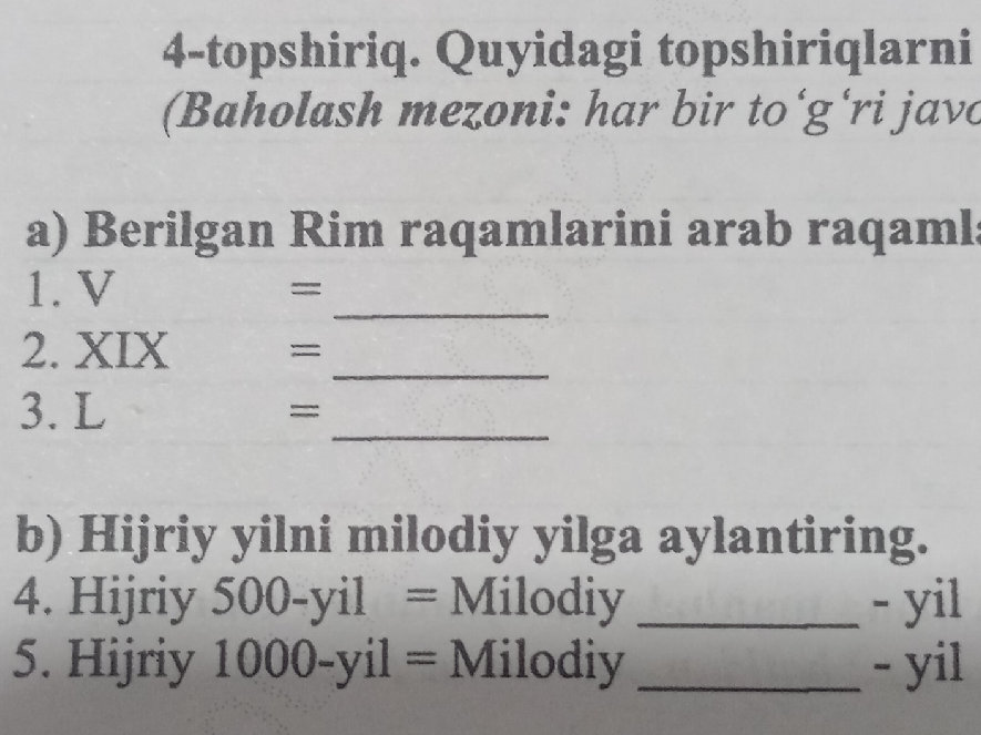 4-topshiriq. Quyidagi topshiriqlarni | StudyX