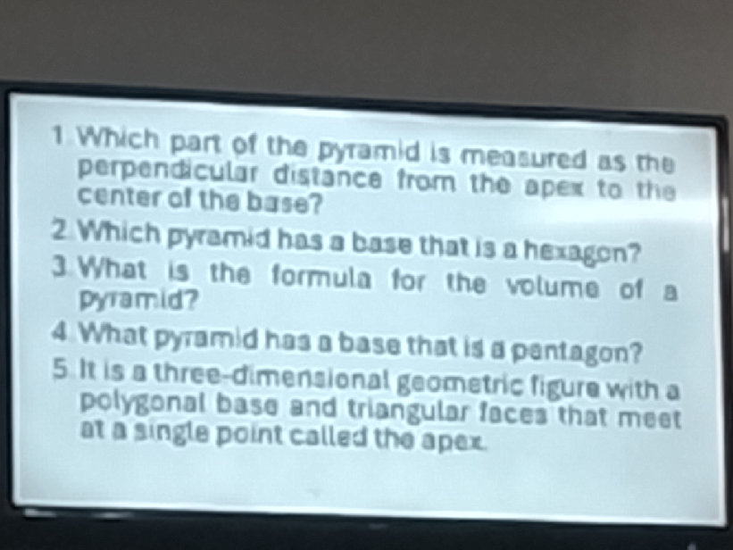 Which part of the pyramid is measured as the | StudyX