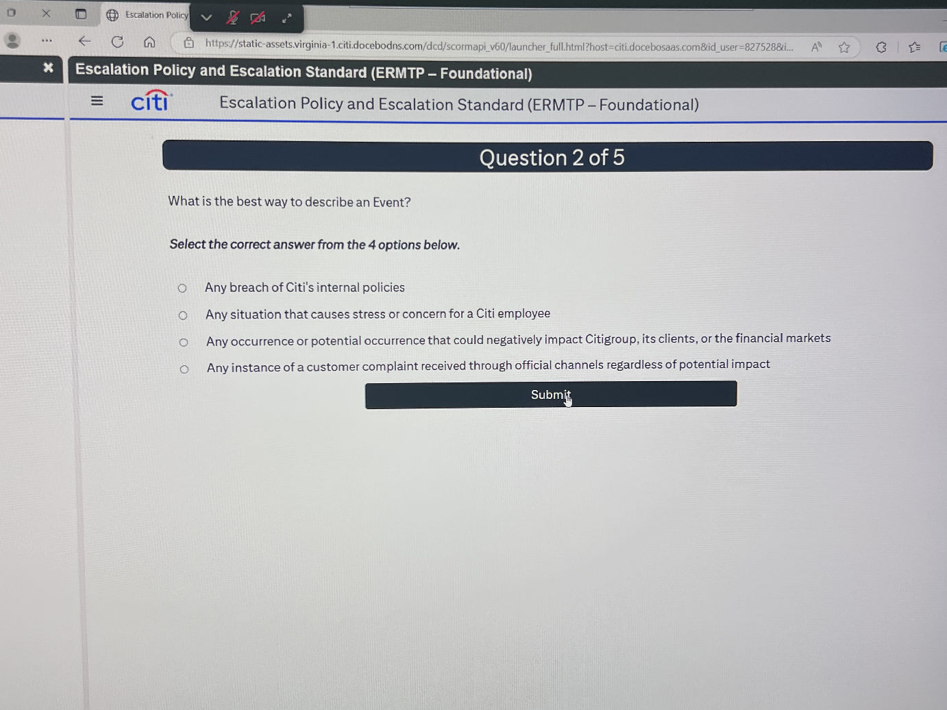 What is the best way to describe an Event? | StudyX