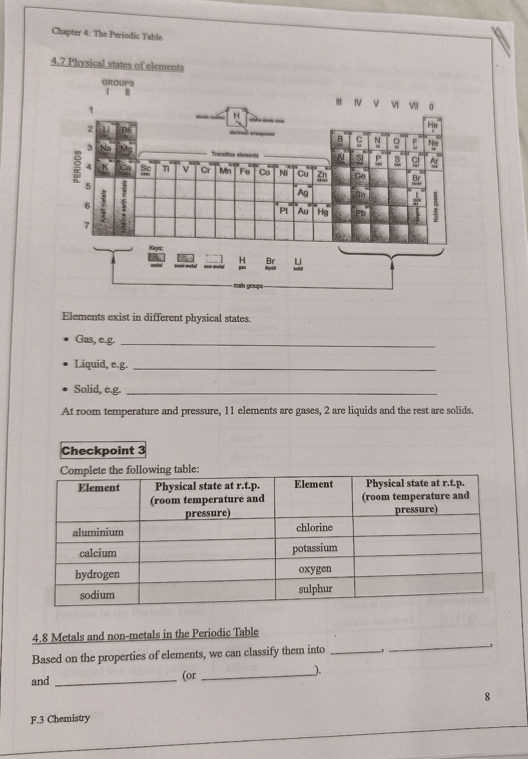 Elements exist in different physical states. | StudyX