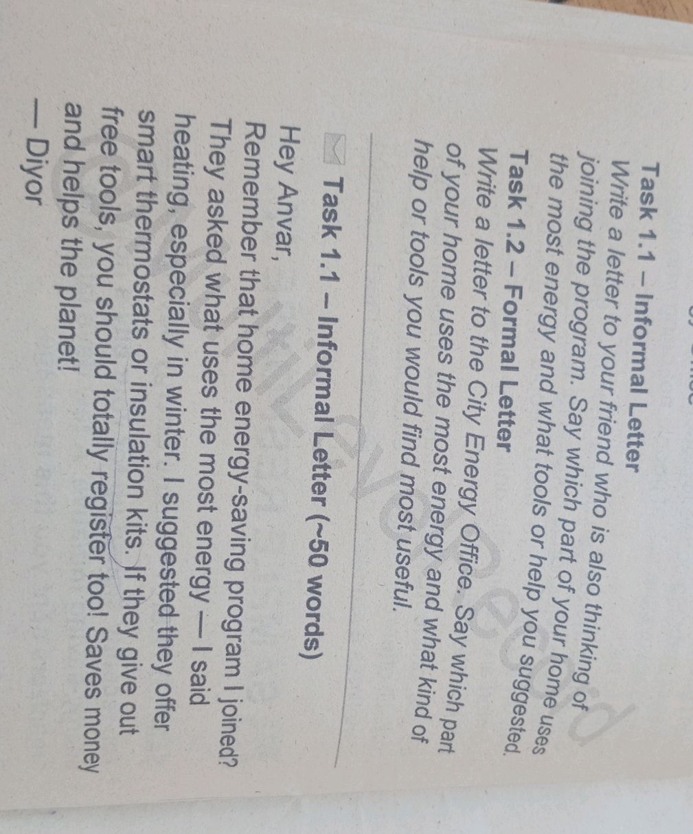 Task 1.1 – Informal Letter Write a letter to | StudyX