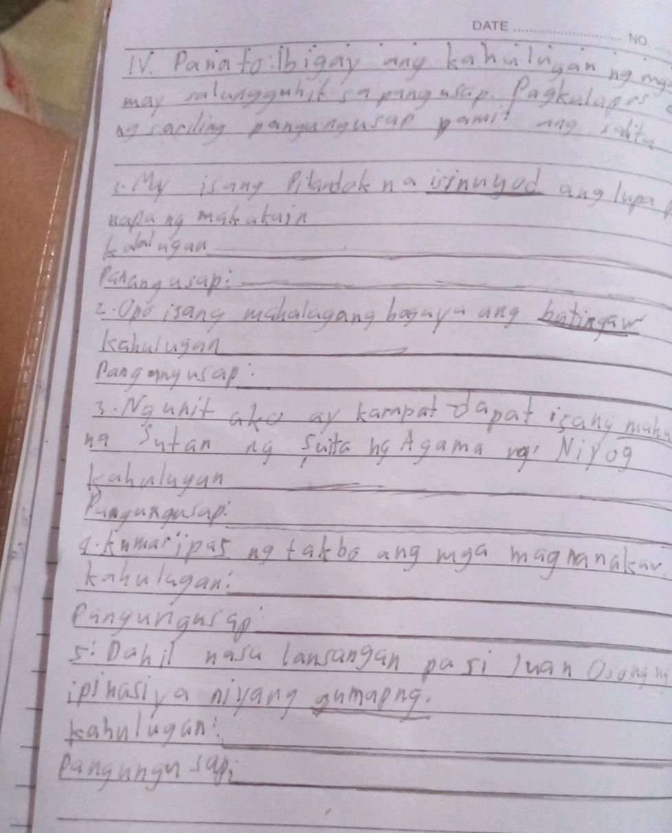 IV. Panuto: Ibigay ang kahulugan ng mga may | StudyX