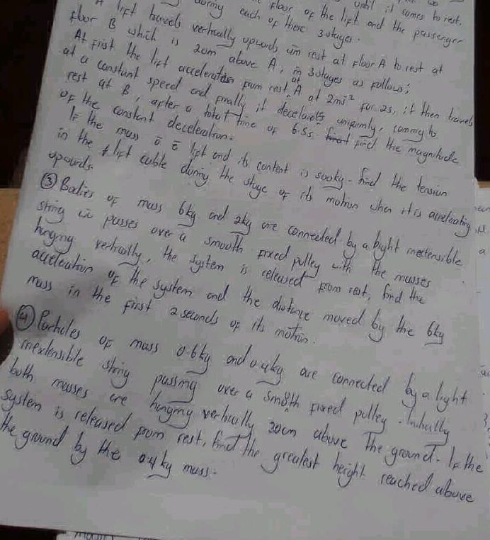 A lift travels vertically upwards um rest at | StudyX