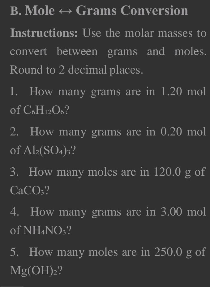 Instructions: Use the molar masses to | StudyX
