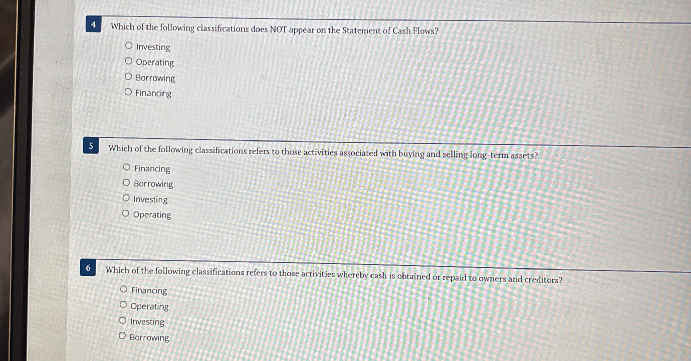 4 Which of the following classifications | StudyX