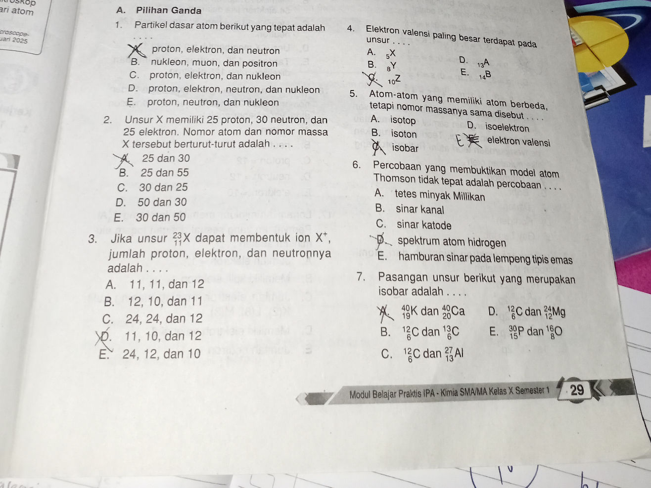 Partikel dasar atom berikut yang tepat | StudyX