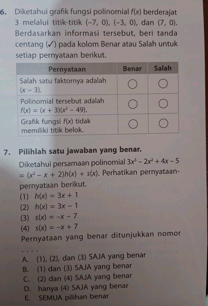 6. Diketahui grafik fungsi polinomial $f(x)$ | StudyX