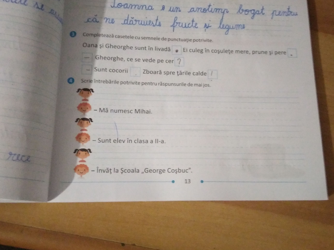 Completează casetele cu semnele de | StudyX