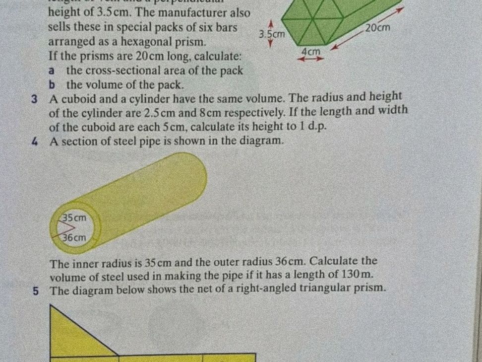 If the prisms are 20 cm long, calculate: a | StudyX