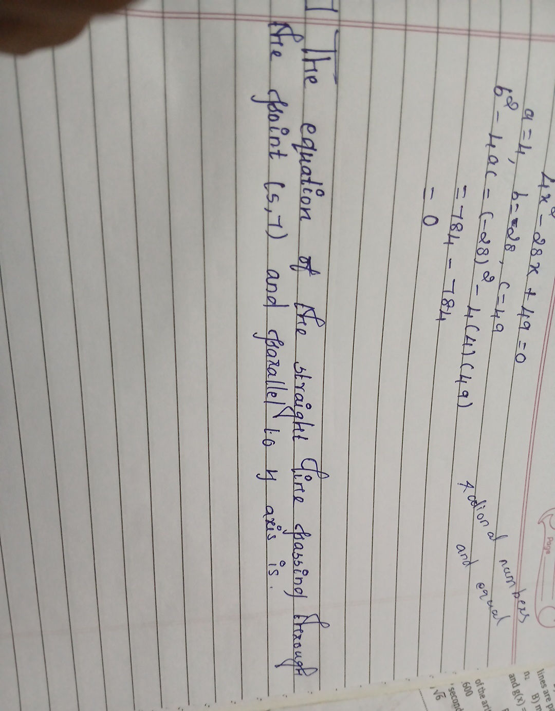 The equation of the straight line passing | StudyX