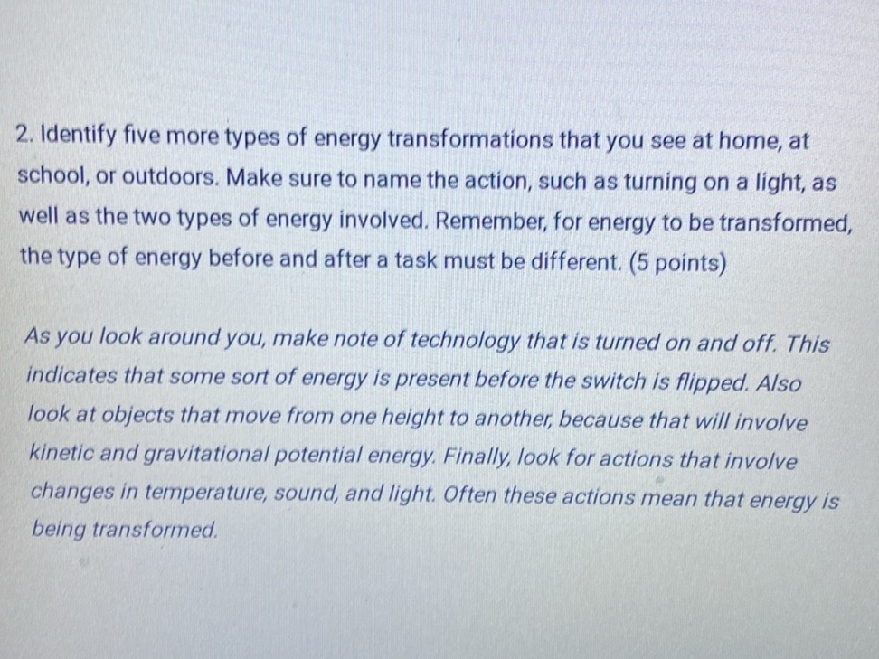 2. Identify five more types of energy | StudyX