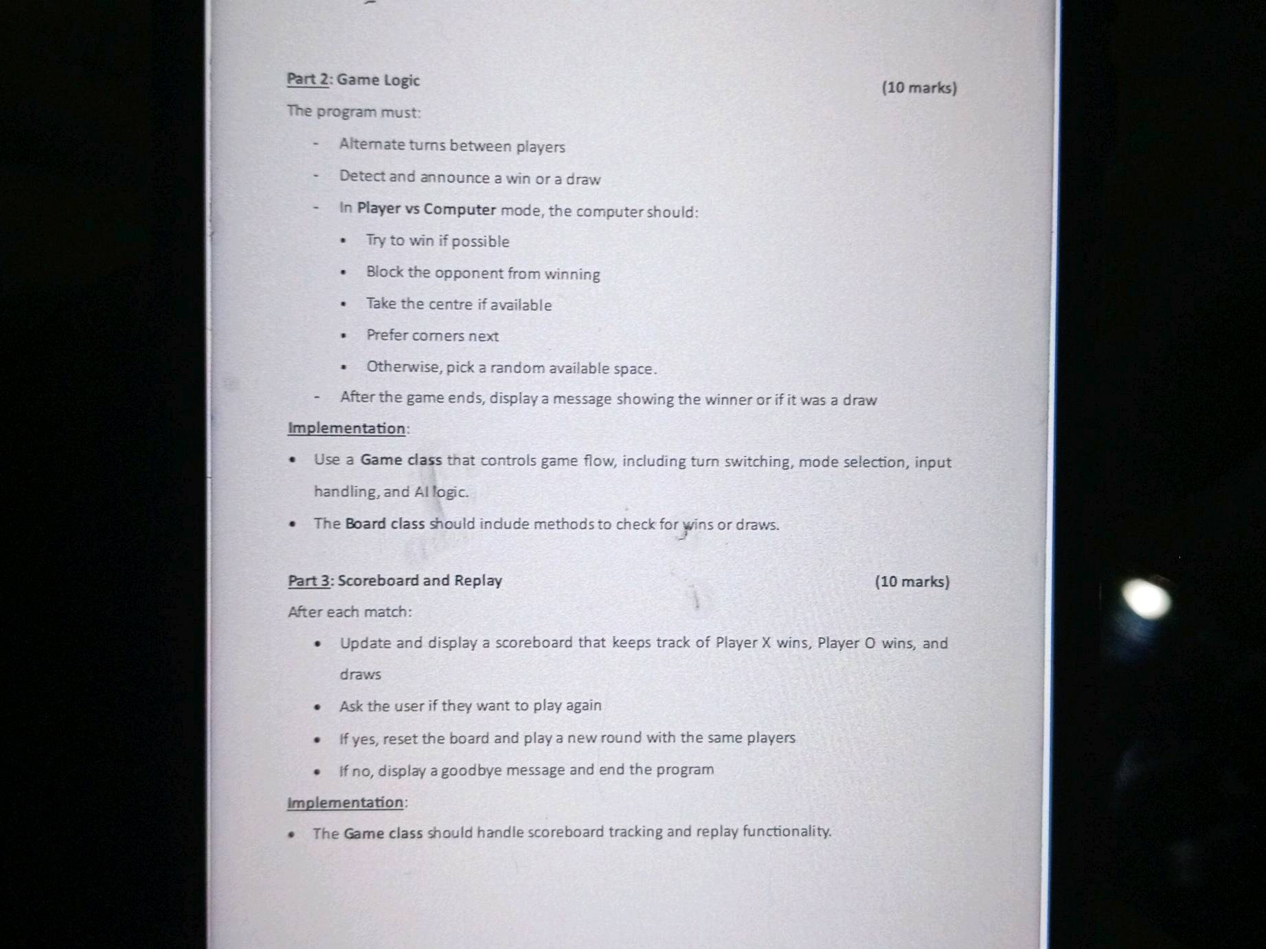 Part 2: Game Logic The program must: * | StudyX