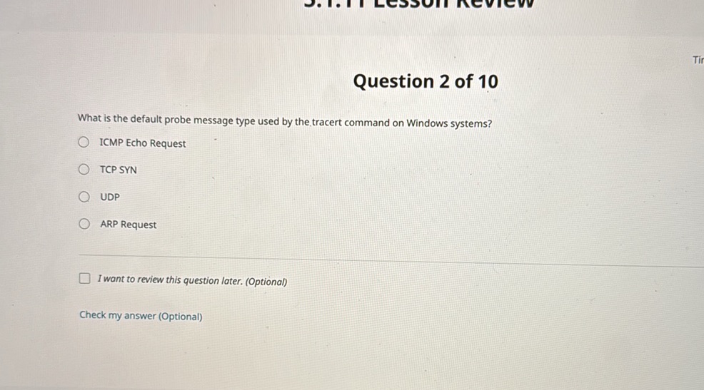 What is the default probe message type used