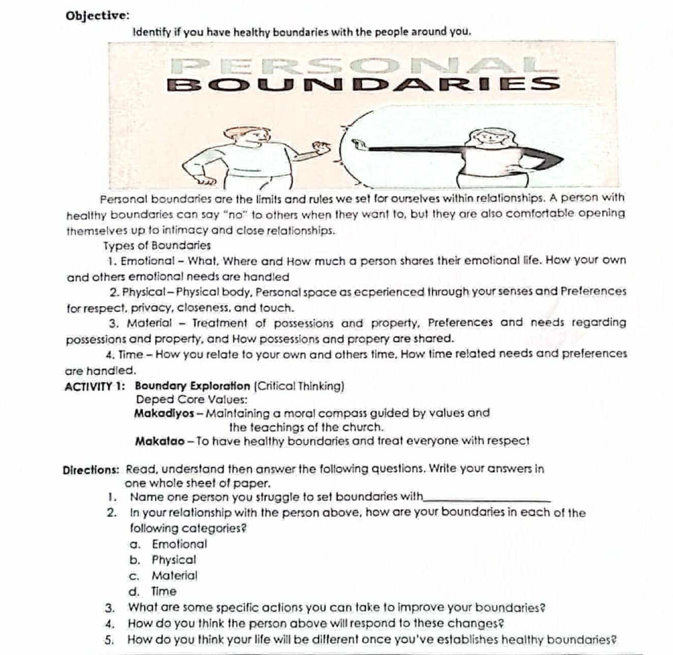 Personal boundaries are the limits and rules | StudyX