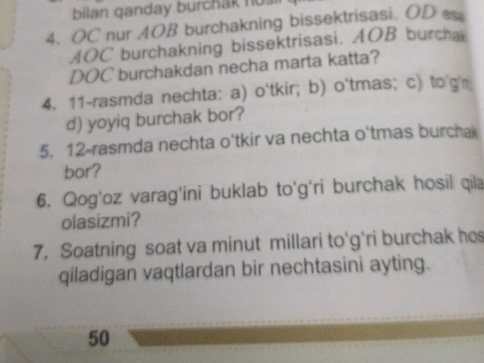 4. OC nur AOB burchakning bissektrisasi. OD | StudyX