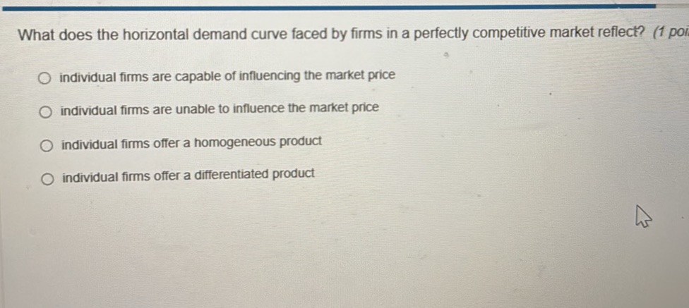 What does the horizontal demand curve faced | StudyX