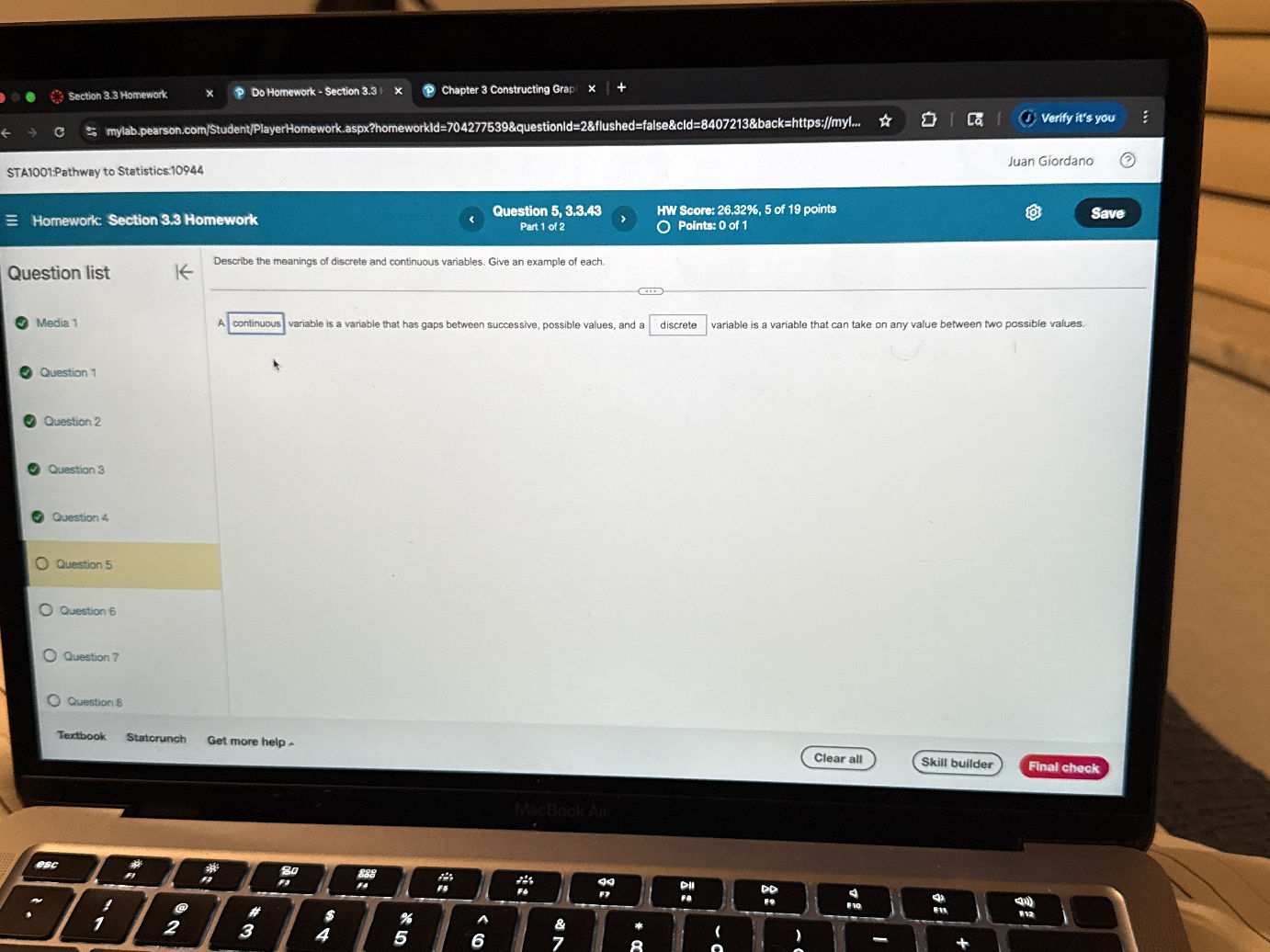Describe the meanings of discrete and | StudyX