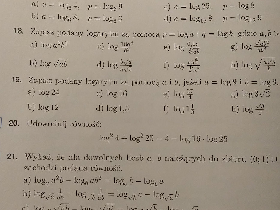 18. Zapisz podany logarytm za pomocą $p = | StudyX