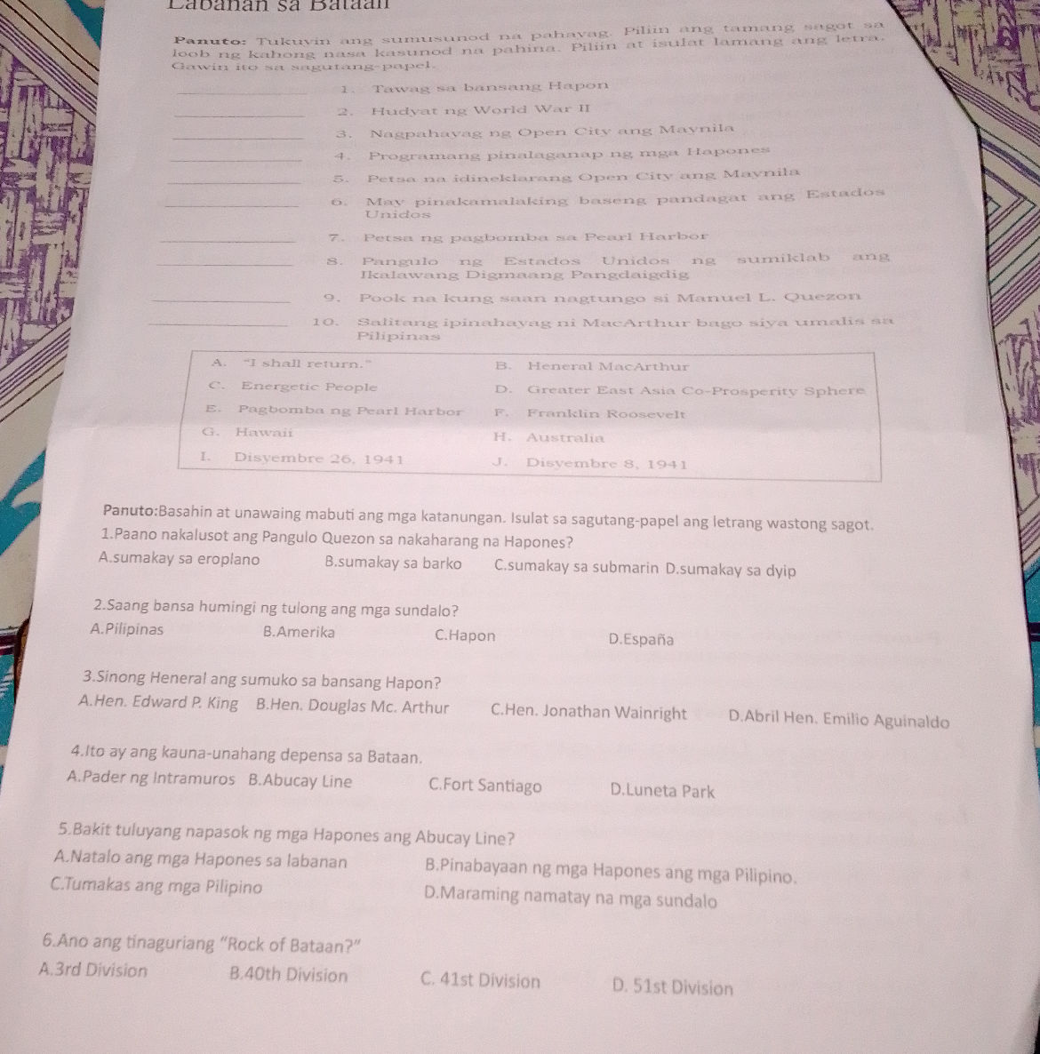 Panuto: Tukuyin ang sumusunod na pahayag. | StudyX