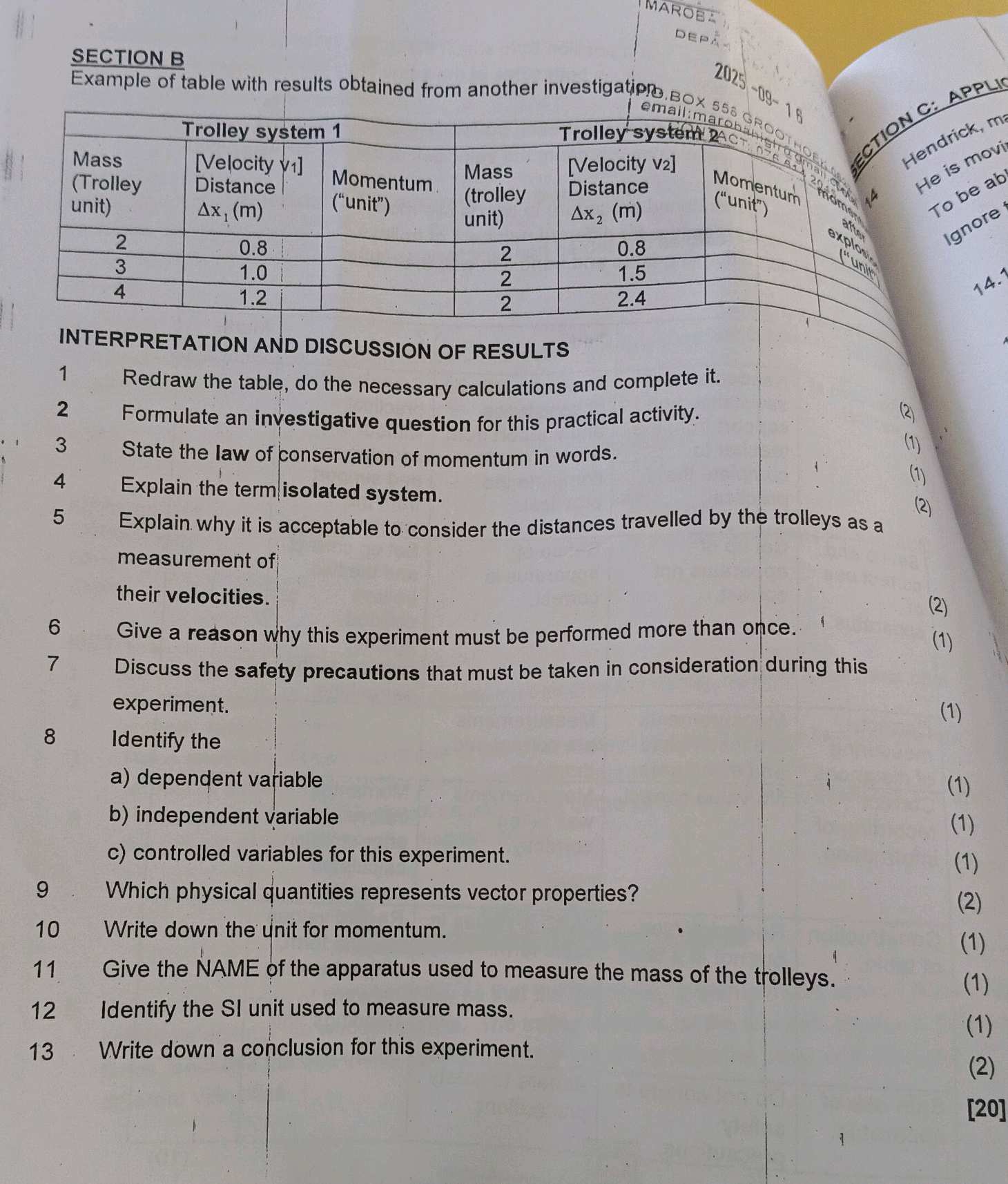 Trolley system 1 | Mass (Trolley unit) | | StudyX