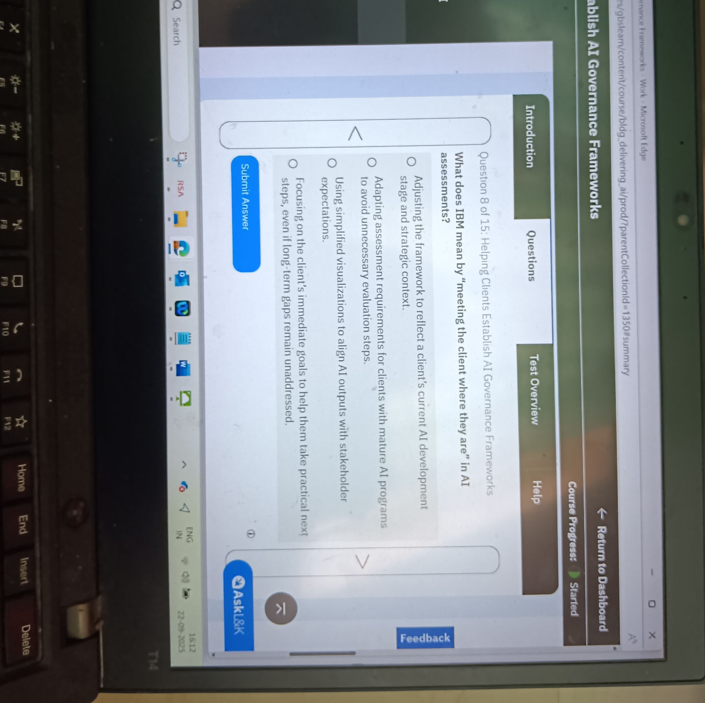 Question 8 of 15: Helping Clients Establish | StudyX