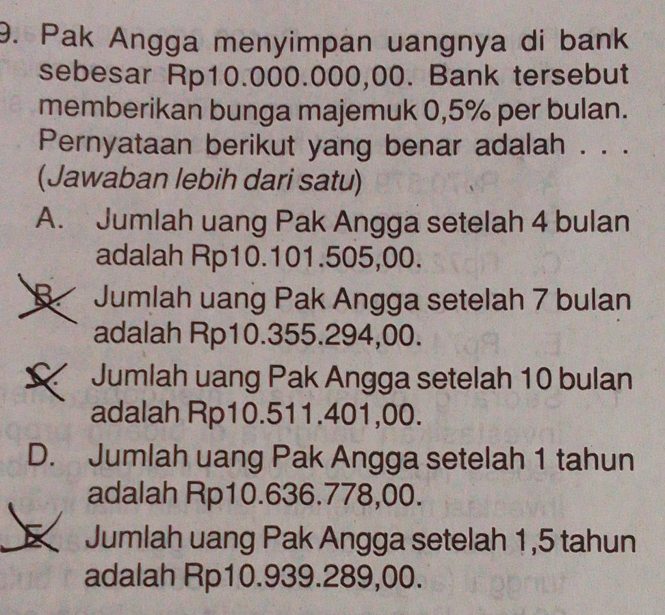 Pak Angga menyimpan uangnya di bank sebesar | StudyX
