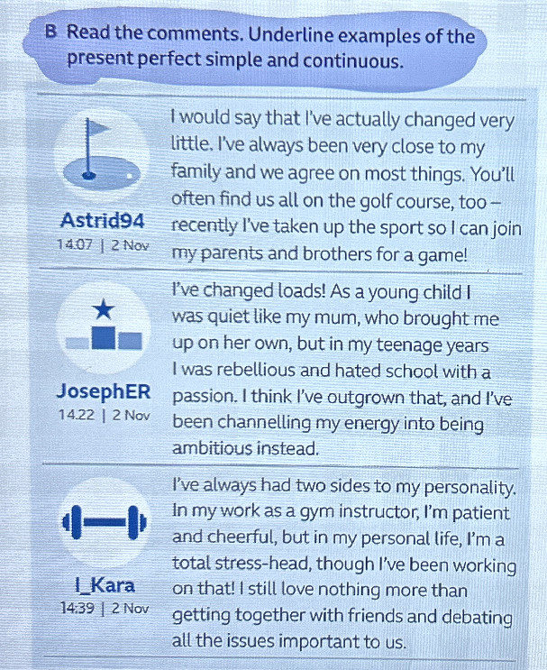 Read the comments. Underline examples of the | StudyX