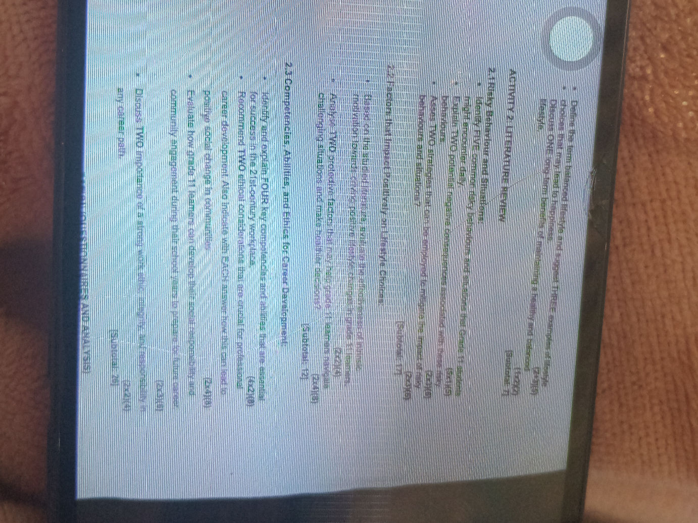 * Define the term balanced lifestyle and | StudyX