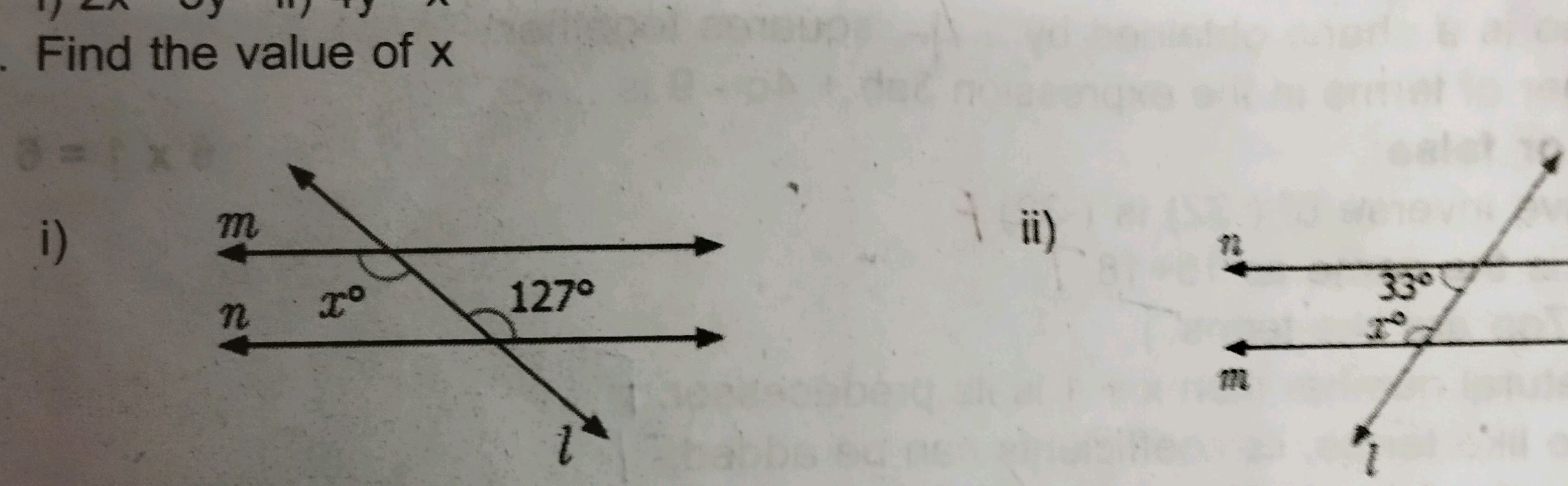 Find the value of x i) *Diagram of two | StudyX