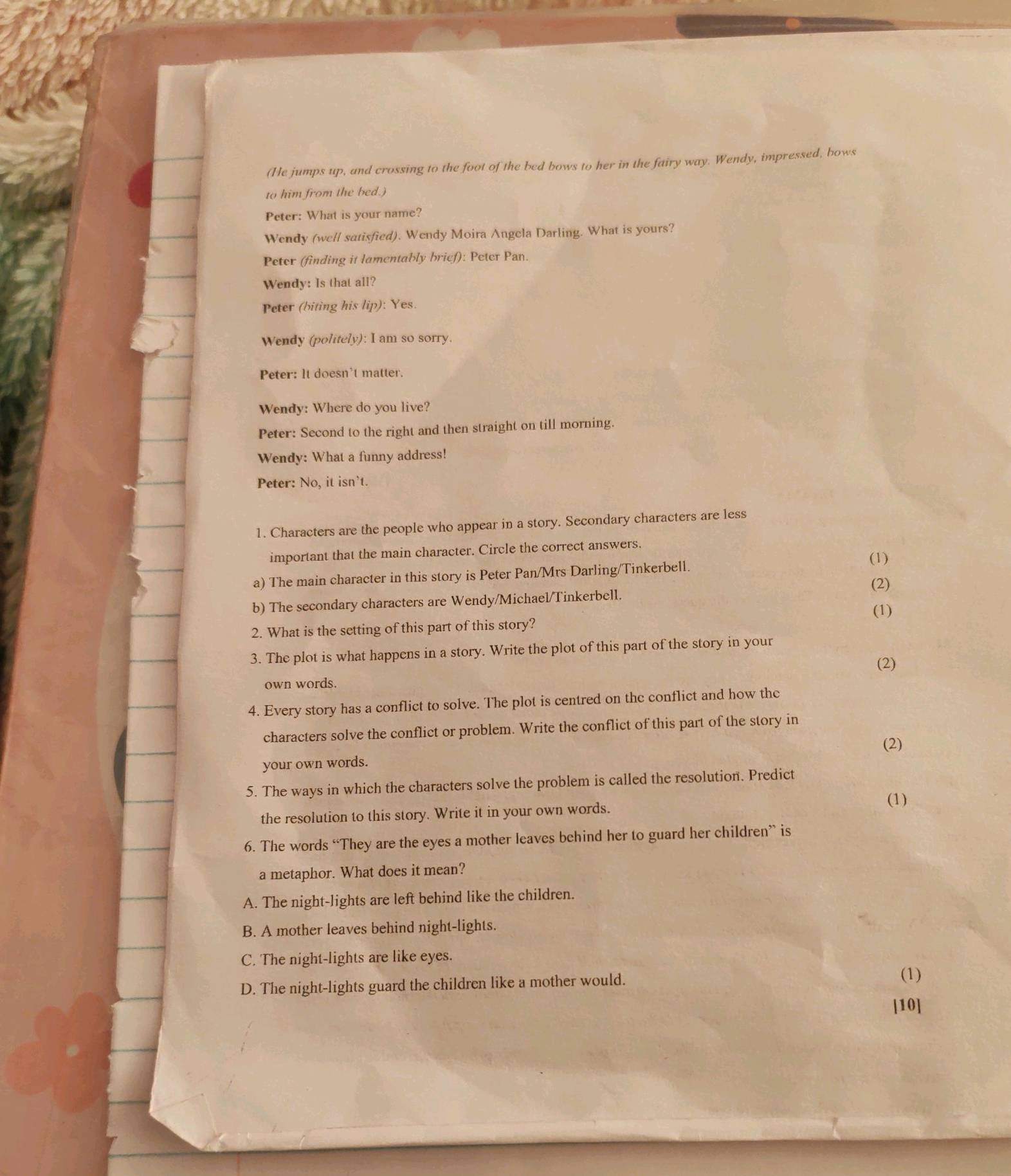 1. Characters are the people who appear in a | StudyX