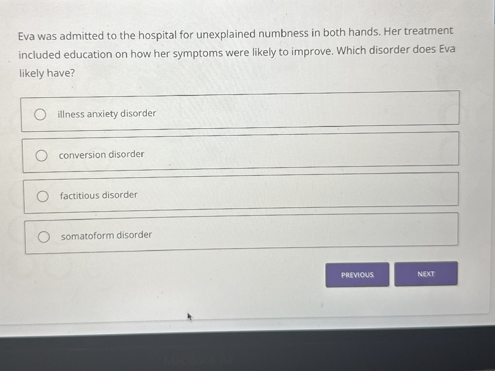 Eva was admitted to the hospital for | StudyX