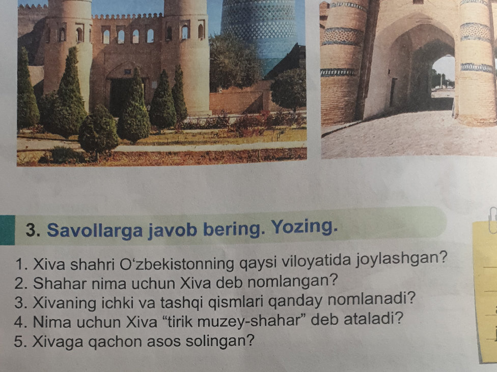 1. Xiva shahri O'zbekistonning qaysi | StudyX