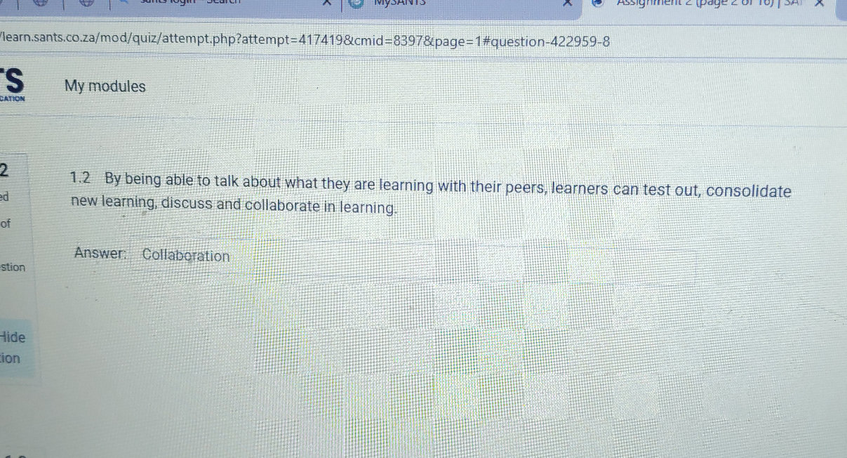 1.2 By being able to talk about what they | StudyX