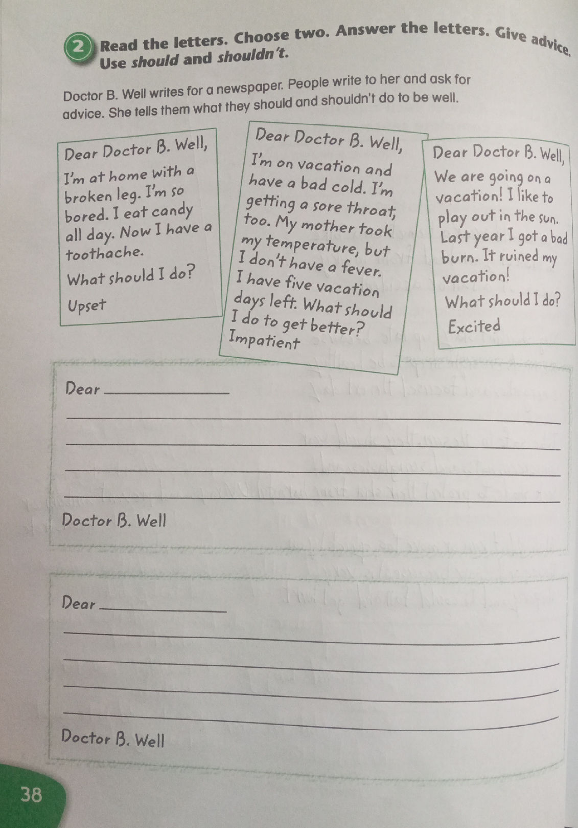 Read the letters. Choose two. Answer the | StudyX