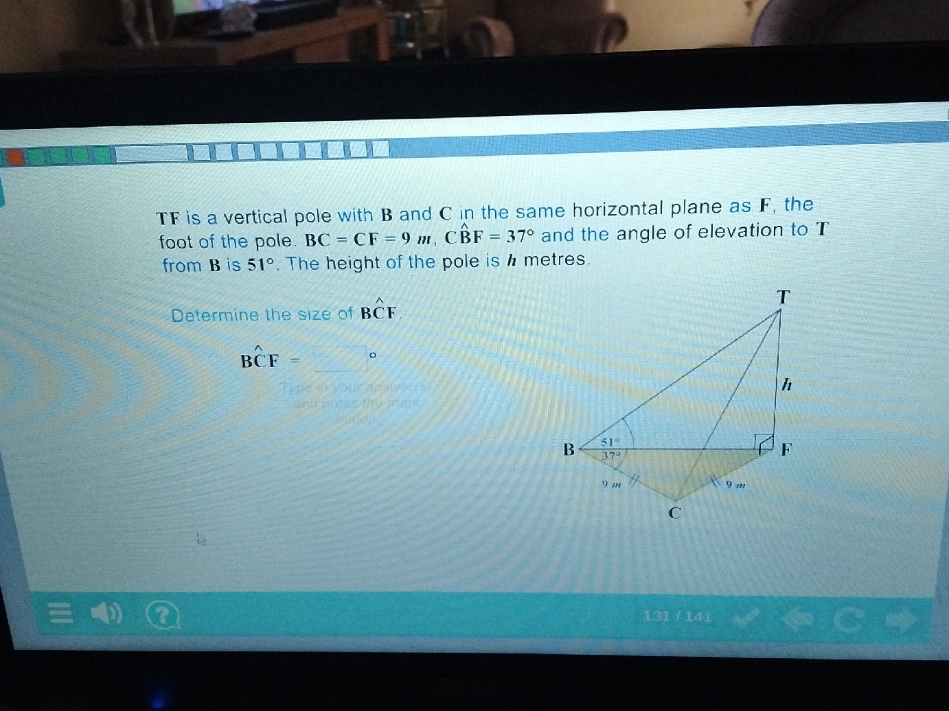 TF is a vertical pole with B and C in the | StudyX