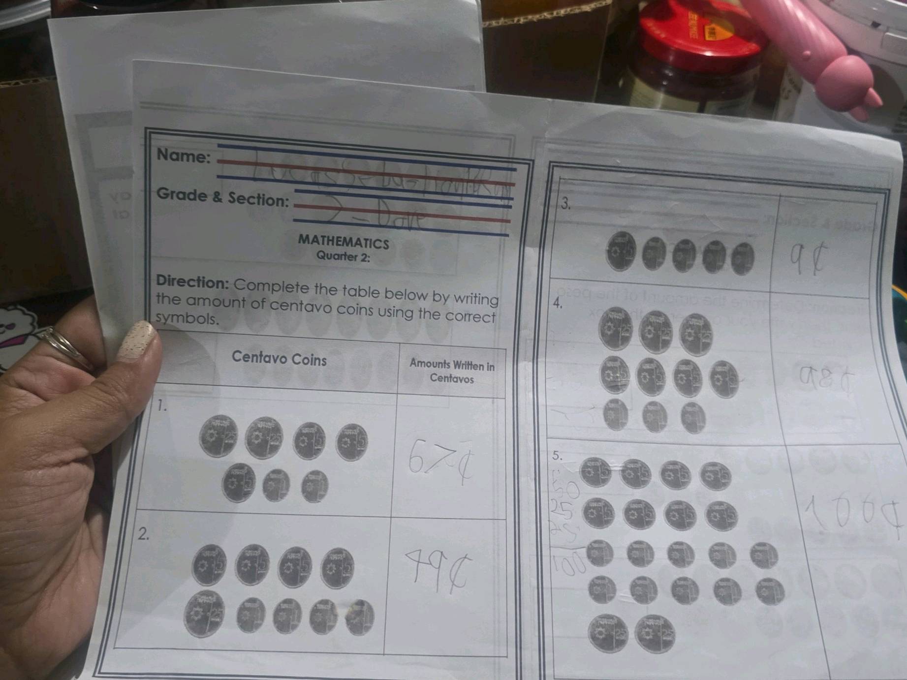 5. | Centavo Coins | Amounts Written in | StudyX
