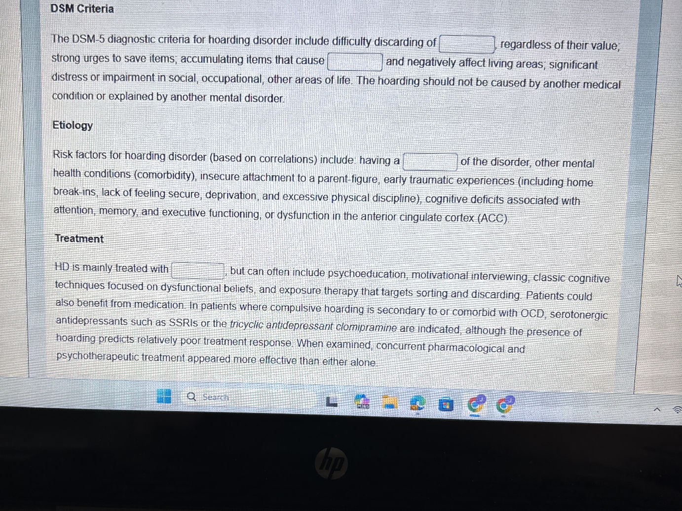 The DSM-5 diagnostic criteria for hoarding | StudyX