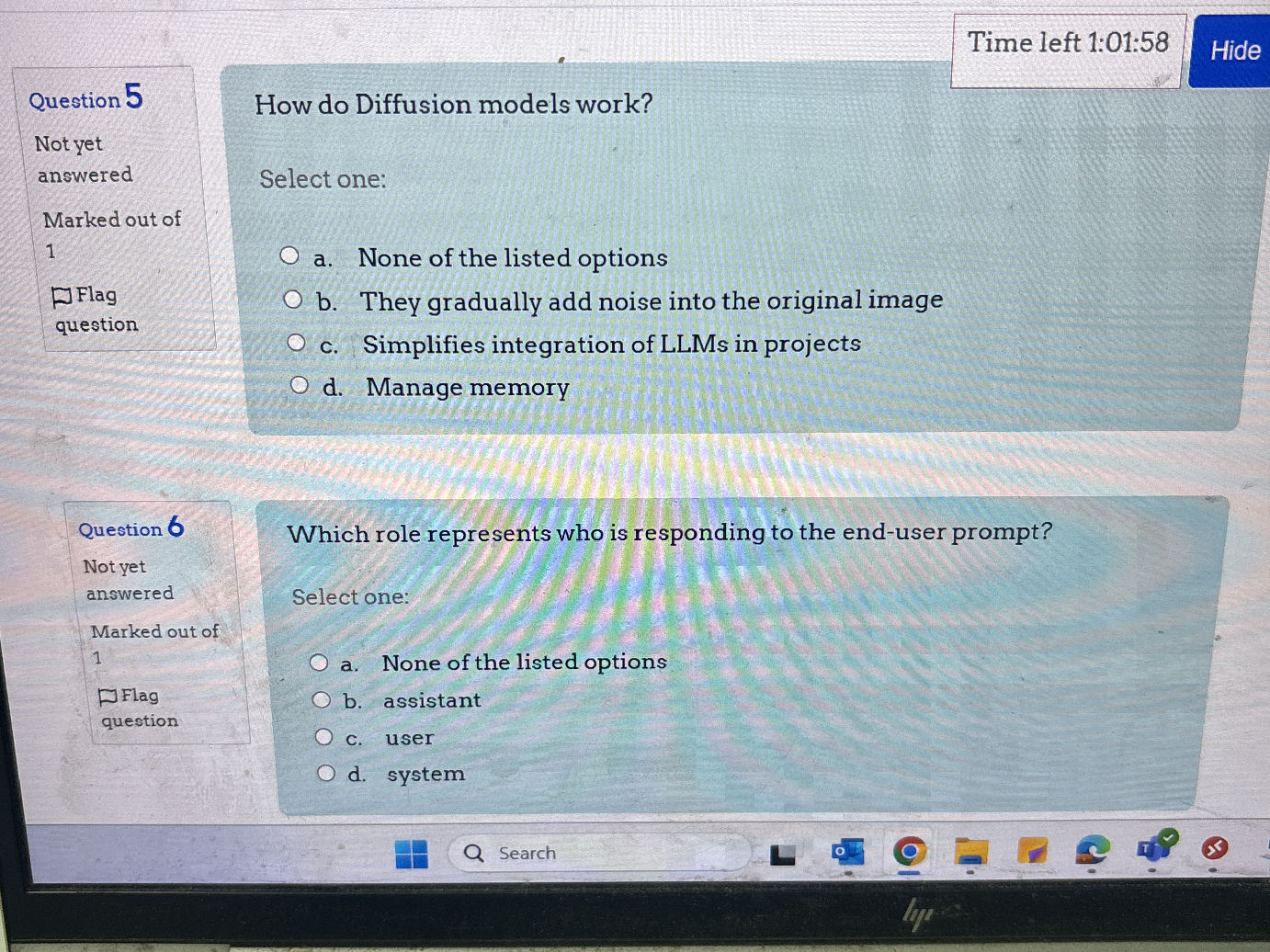 How do Diffusion models work? Select one: | StudyX