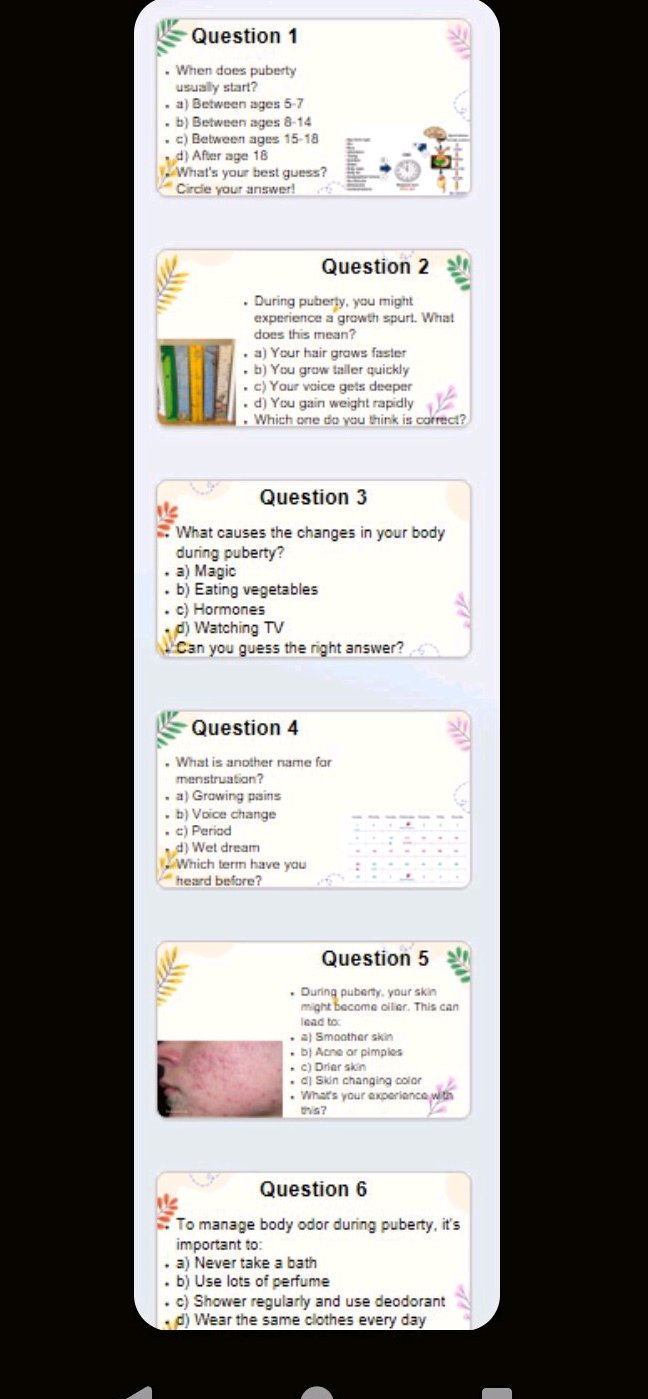 Question 1 When does puberty usually start? | StudyX