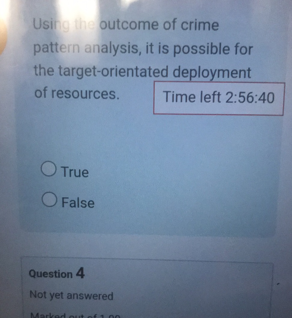 Using the outcome of crime pattern analysis, | StudyX