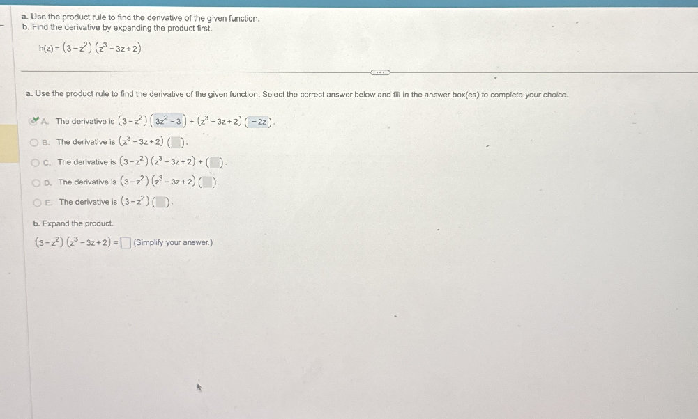 a. Use the product rule to find the | StudyX