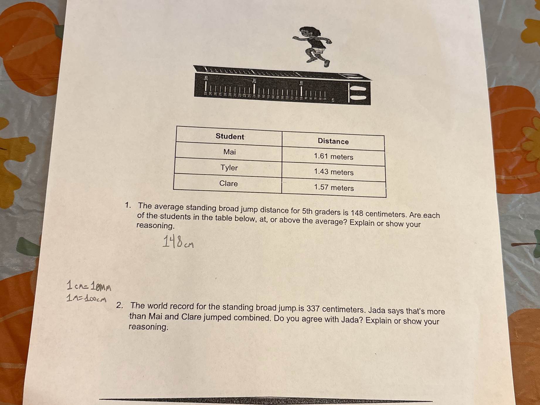 1 cm-10mm 1=100cm 2. The world record for | StudyX