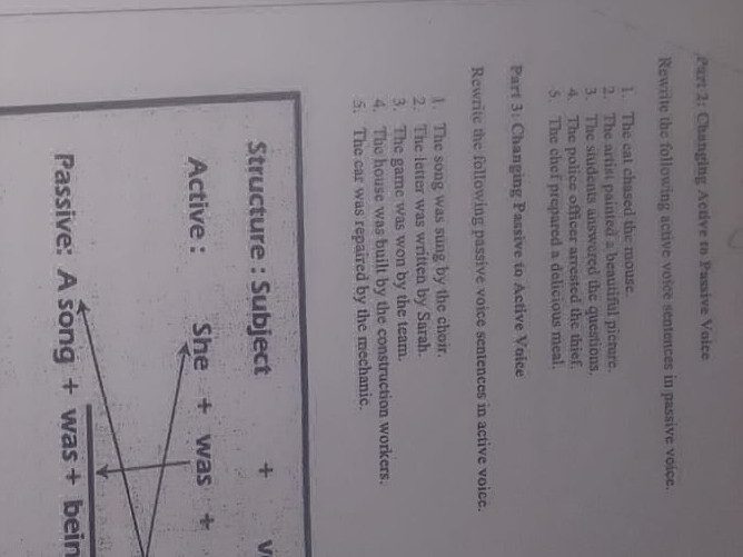 Rewrite the following active voice sentences | StudyX